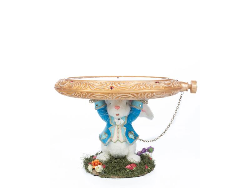 14" White Rabbit Cake Plate - Holiday Warehouse Spring Decor