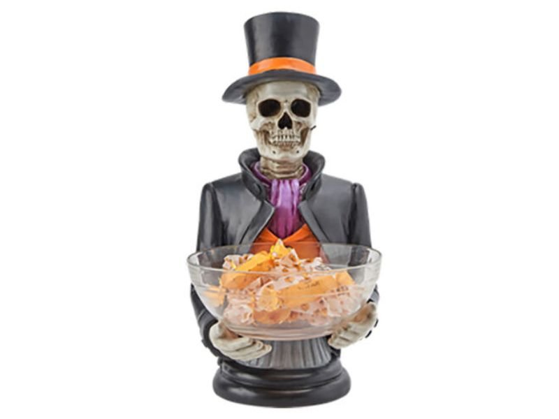 20" Skeleton Butler w/Candy Bowl - Holiday Warehouse Halloween Decor